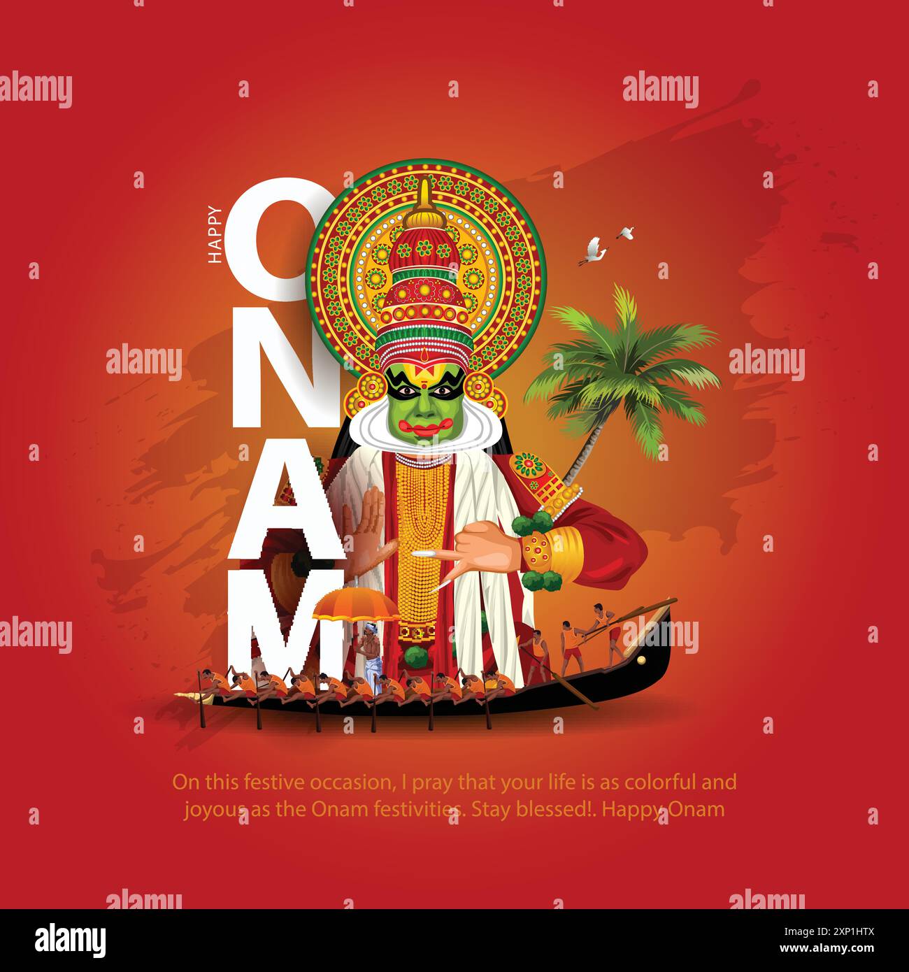 Kerala festival happy onam with kathakali face, use for poster, leaflet ...