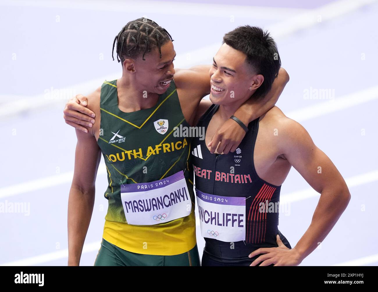 Great Britain's Louie Hinchliffe with South Africa's Shaun Maswanganyi ...