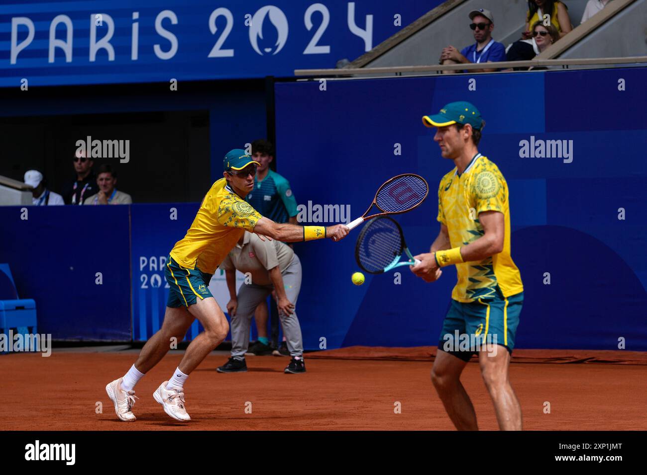 Matthew Ebden and John Peers of Australia play against Austin Krajicek ...