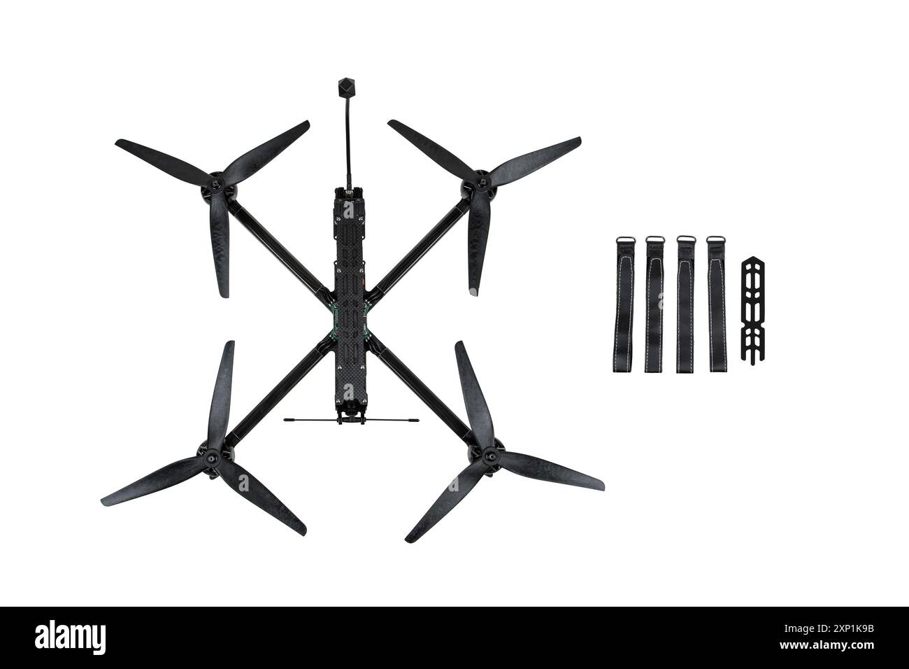 Modern FPV drone on a white background. Four-engine aircraft on the ...