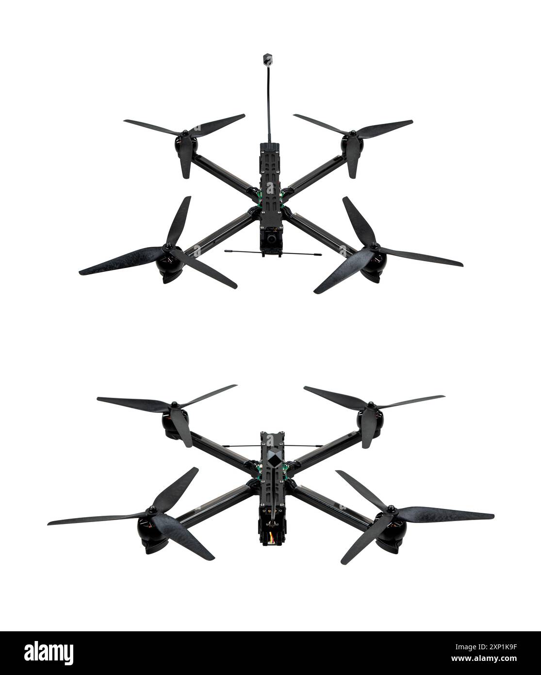 Modern FPV drone on a white background. Four-engine aircraft on the ...
