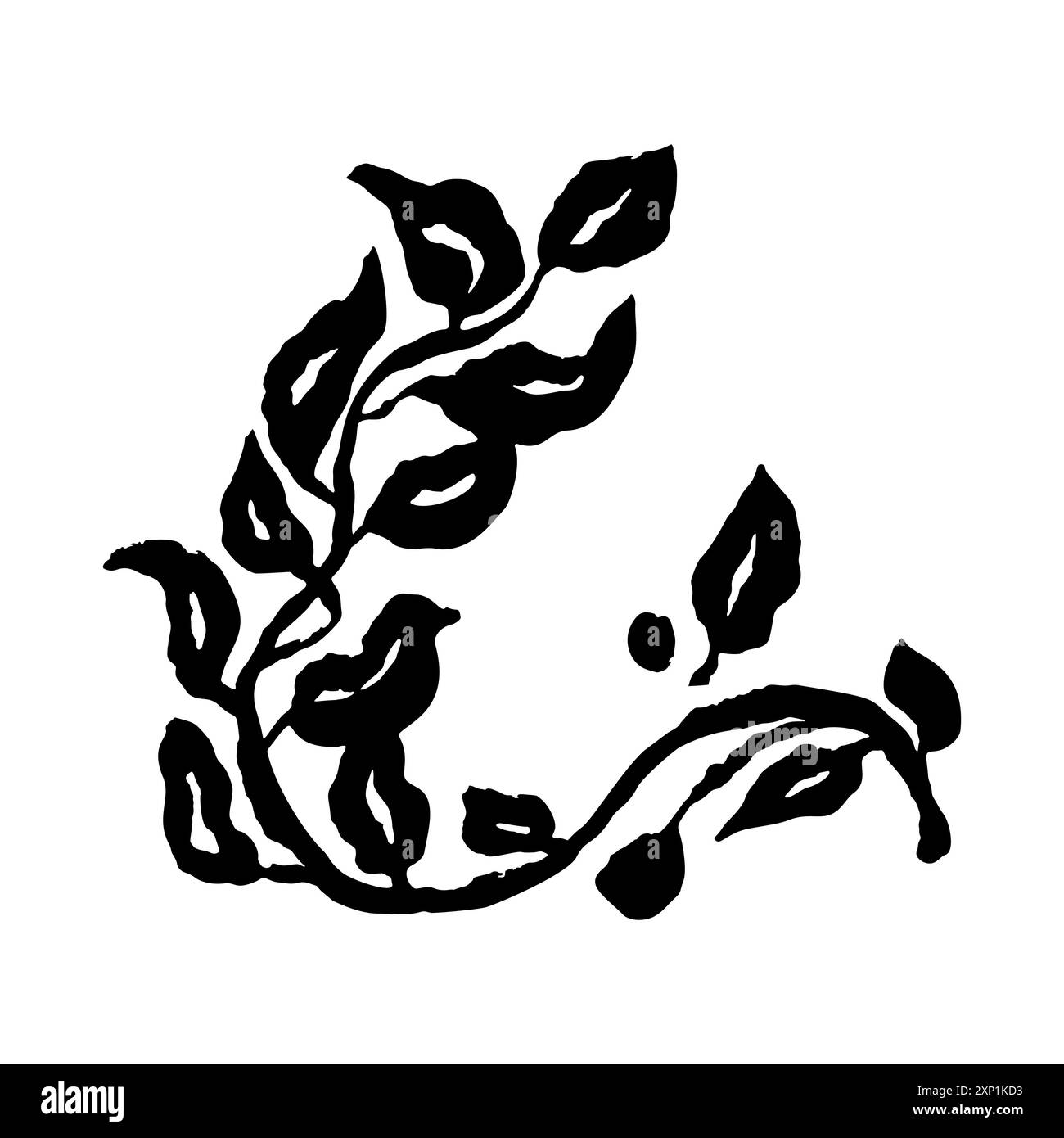 Inky abstract leaves sketch isolated on white Stock Vector Image & Art ...