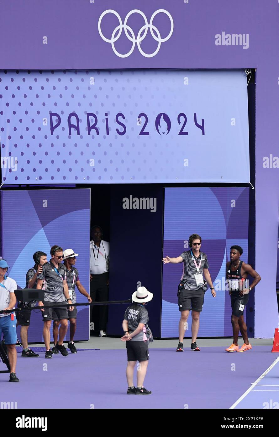Paris, France. 3rd Aug, 2024. Jeremiah Azu of Britain reacts after ...