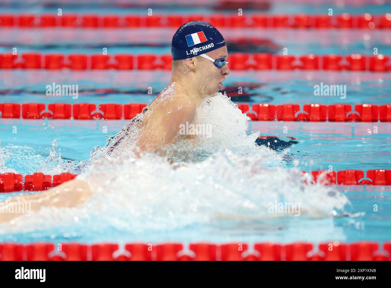 France's Leon Marchand competes in the Swimming Men's 4 x 100m Medley ...