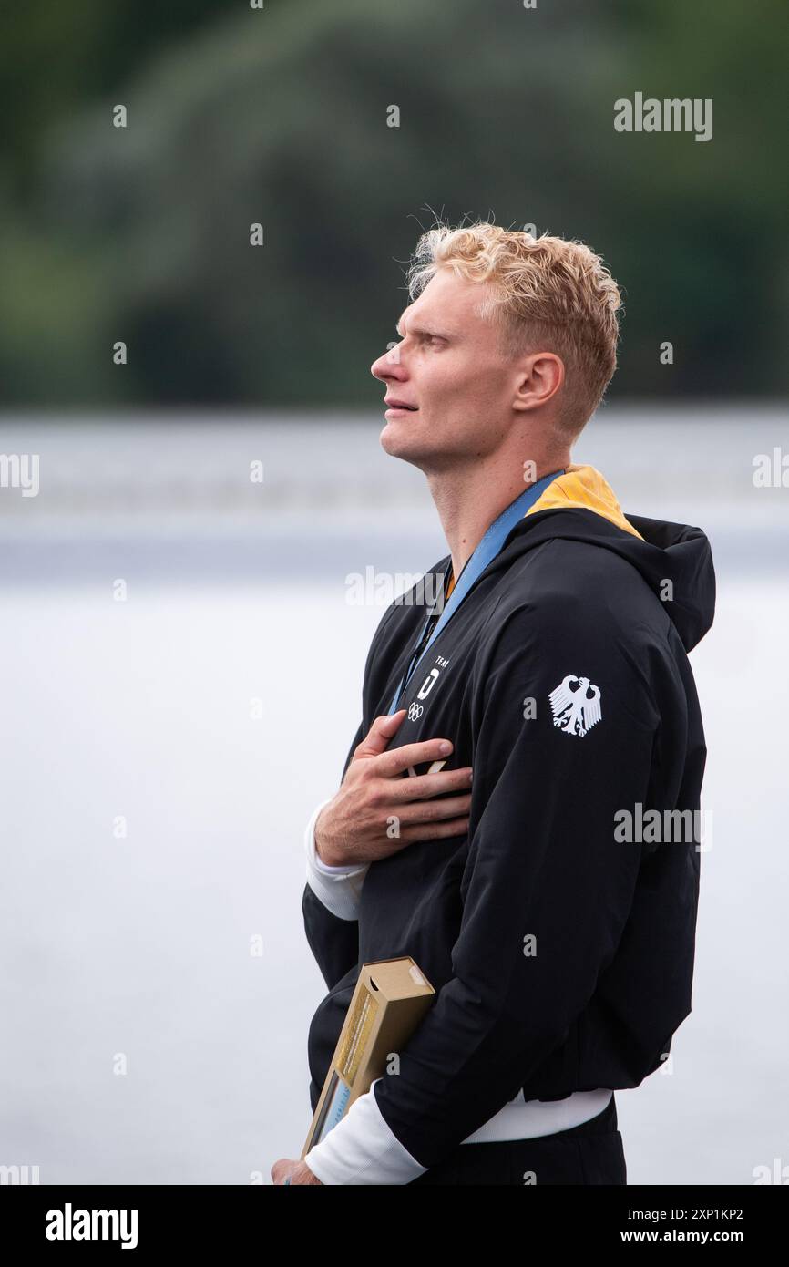 ZEIDLER Oliver (Deutschland) bei der Nationalhymne freut sich ueber den ...