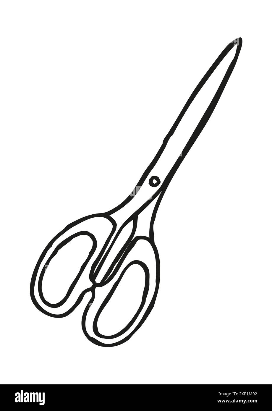 Doodle scissors icon or logo, hand drawn with thin black line. Isolated ...