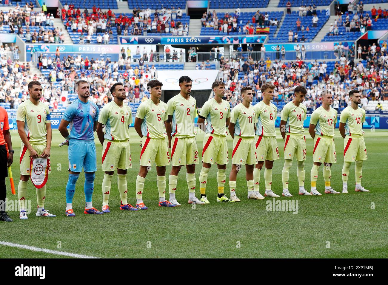 Lyon, France. 2nd Aug, 2024. Spain team group line-up (ESP) Football ...