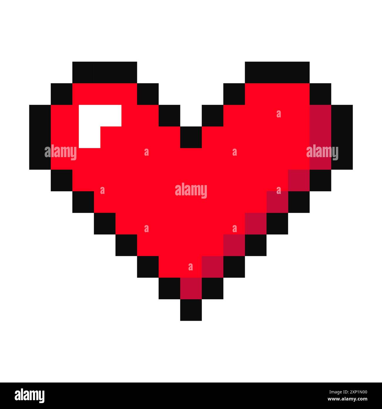 Pixel heart 8 bit y2k retro game illustration. Heart gamer health sign ...