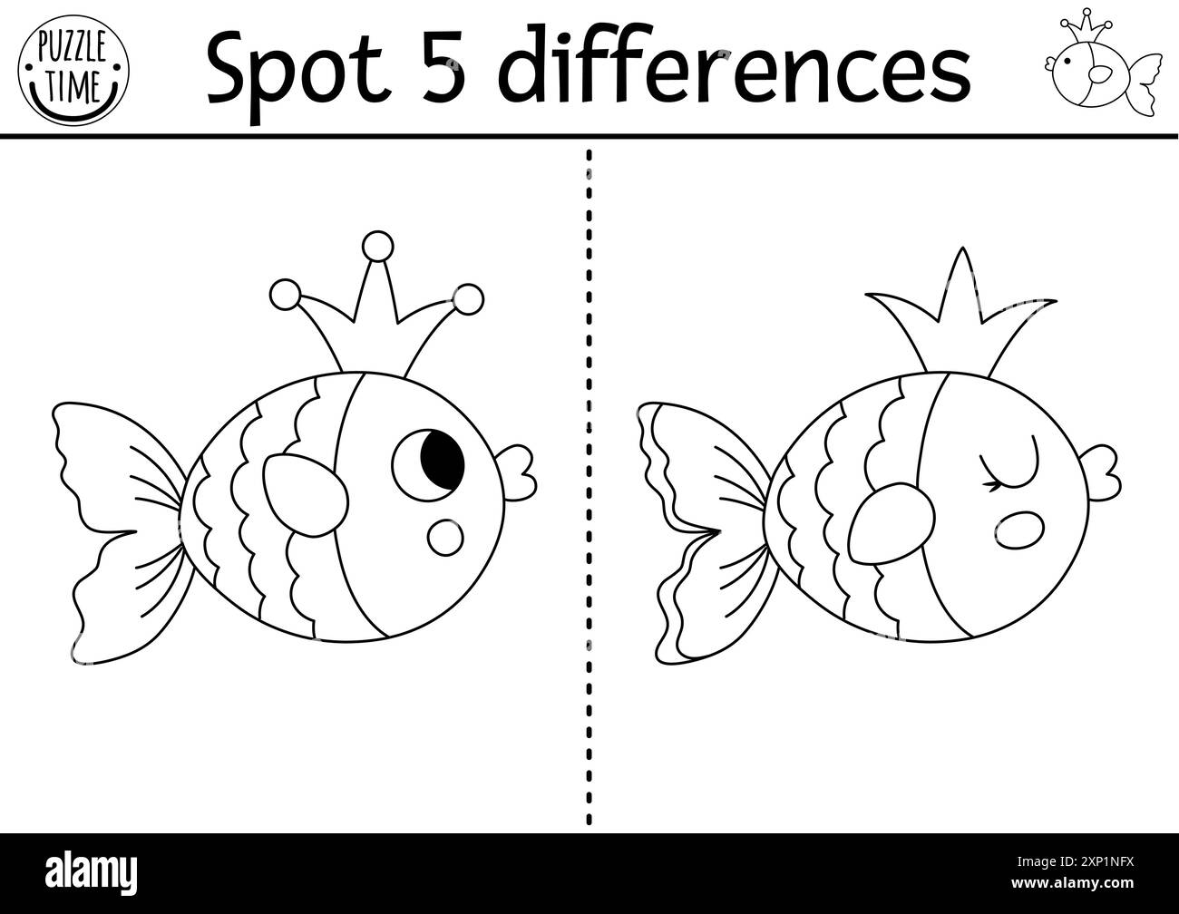 Find differences game for children. Mermaid black and white educational ...