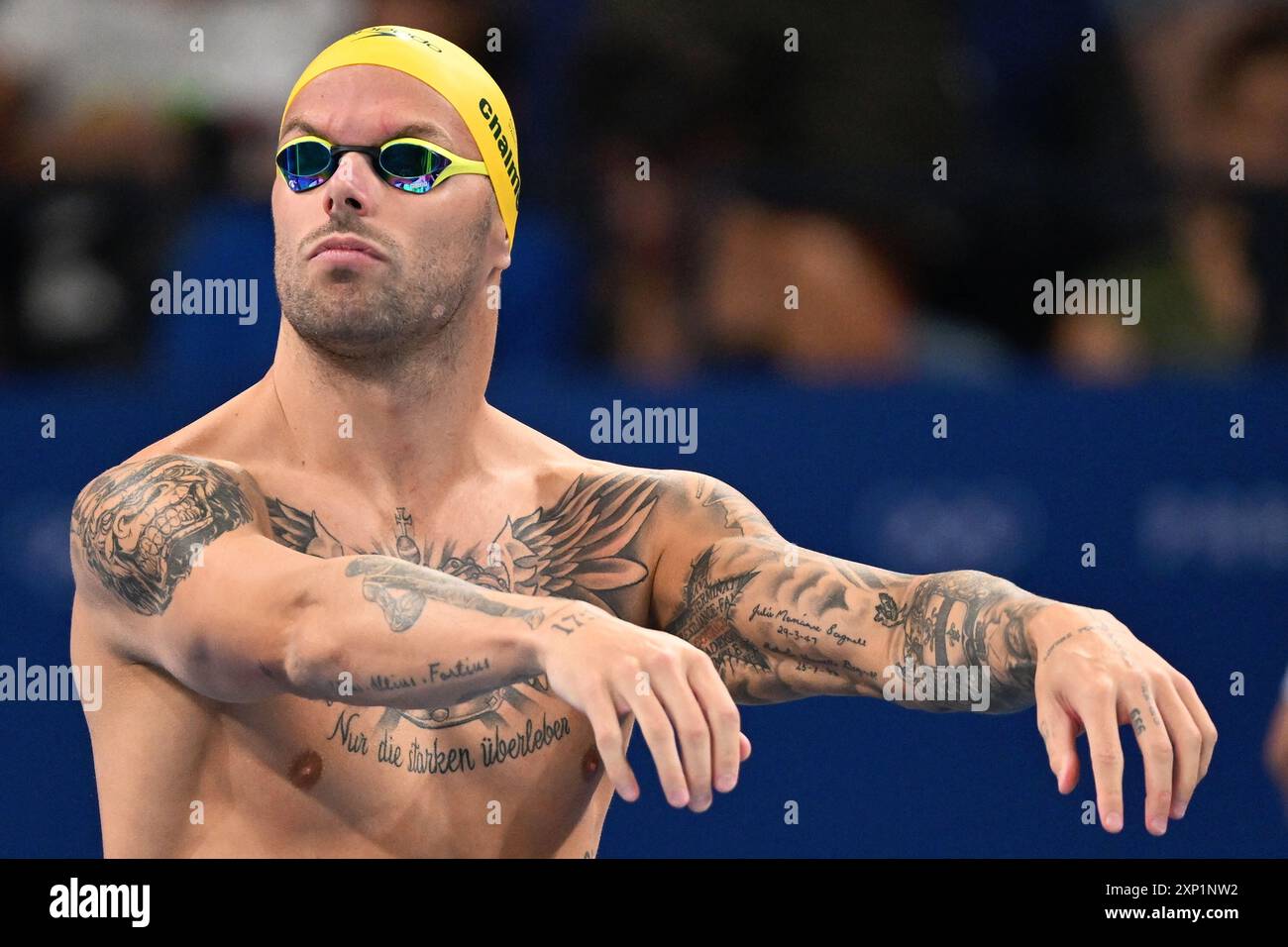 Paris, France. 03rd Aug, 2024. Australian swimmer Kyle Chalmers before ...