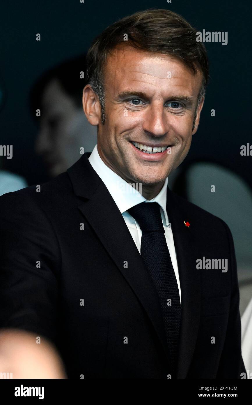 Emmanuel Macron, President of France Republic, attends the Swimming ...