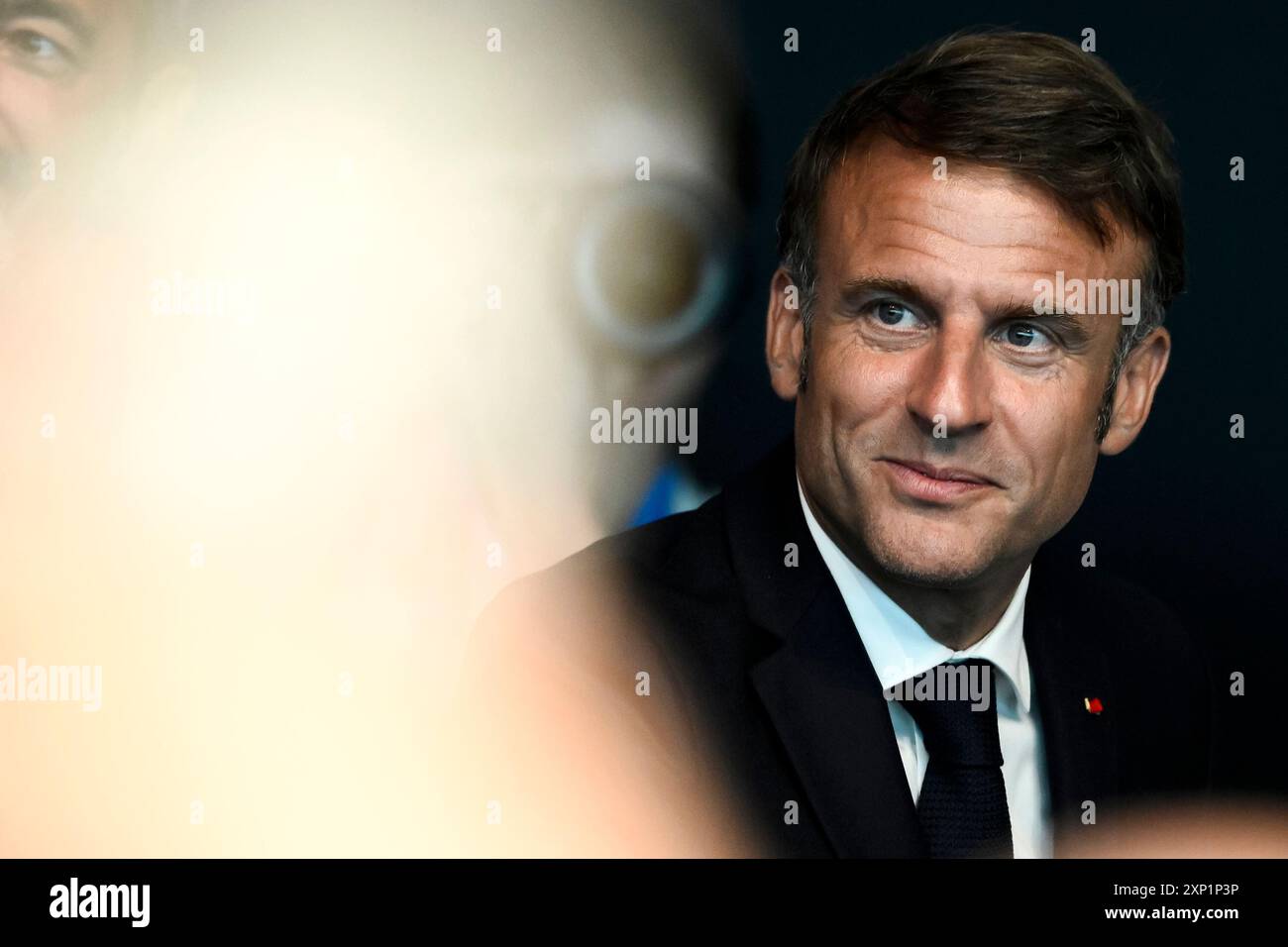 Emmanuel Macron, President of France Republic, attends the Swimming ... Emmanuel Macron, President of France Republic, attends the Swimming ...