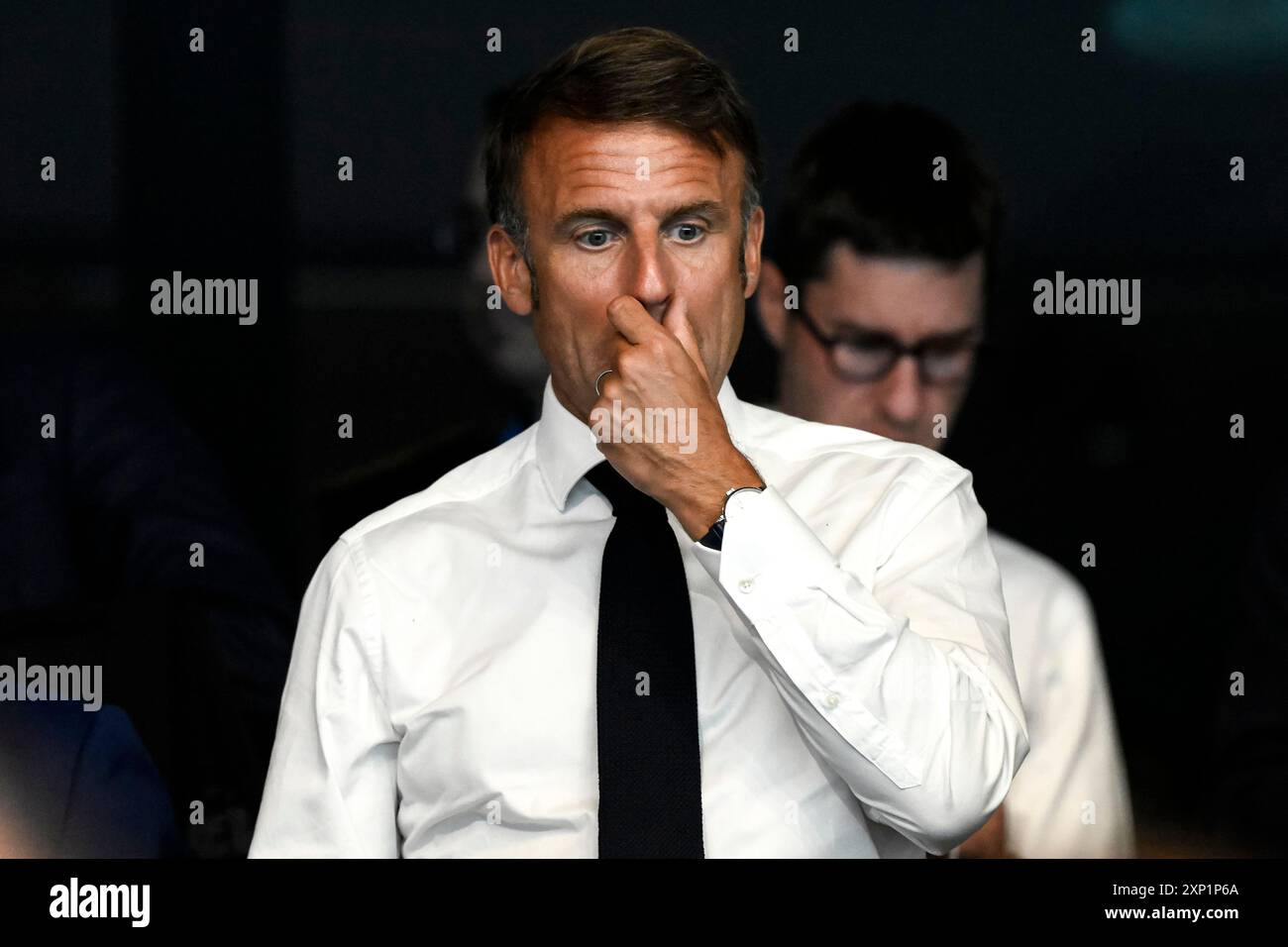 Emmanuel Macron, President of France Republic, attends the Swimming ...