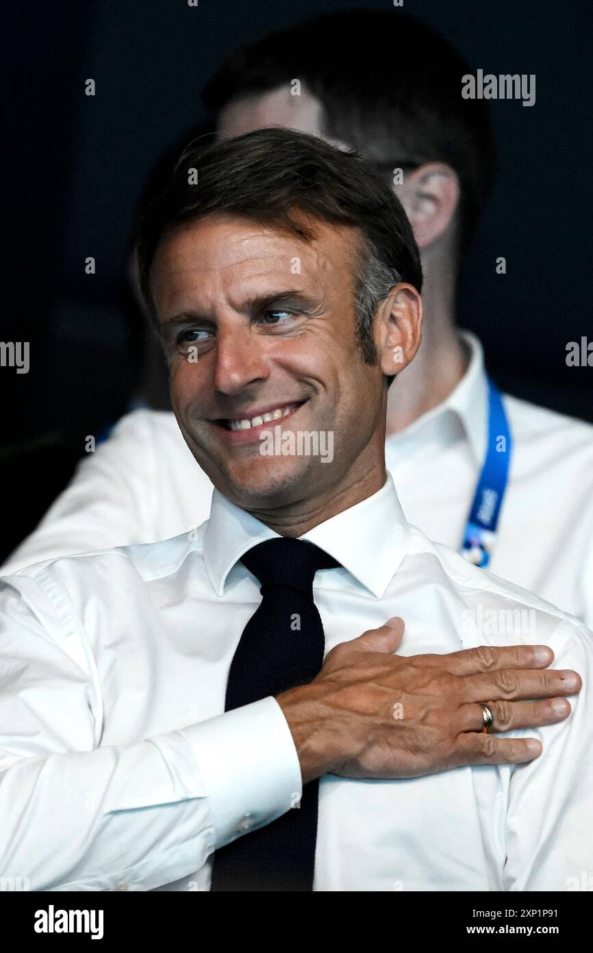 Emmanuel Macron, President of France Republic, attends the Swimming ... Emmanuel Macron, President of France Republic, attends the Swimming ...