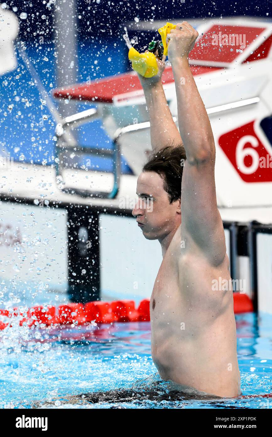 Cameron Mcevoy of Australia celebrates after competing in the swimming ...