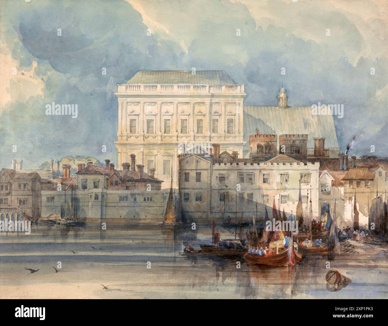Watercolour painting of the Banqueting house and Whitehall from the ...