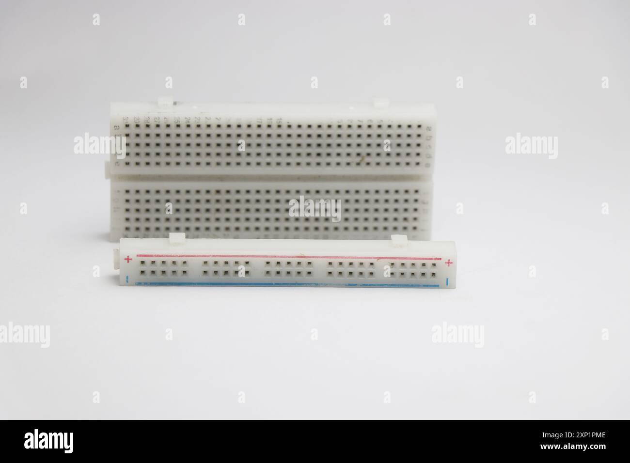 Breadboard with its power rails separated from the main part isolated ...