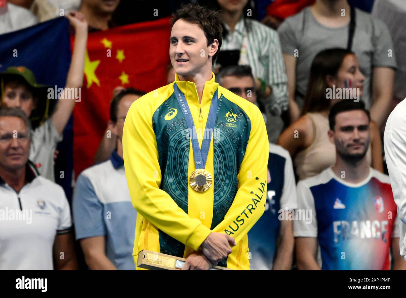 Cameron Mcevoy of Australia attends the medal ceremony of the swimming ...