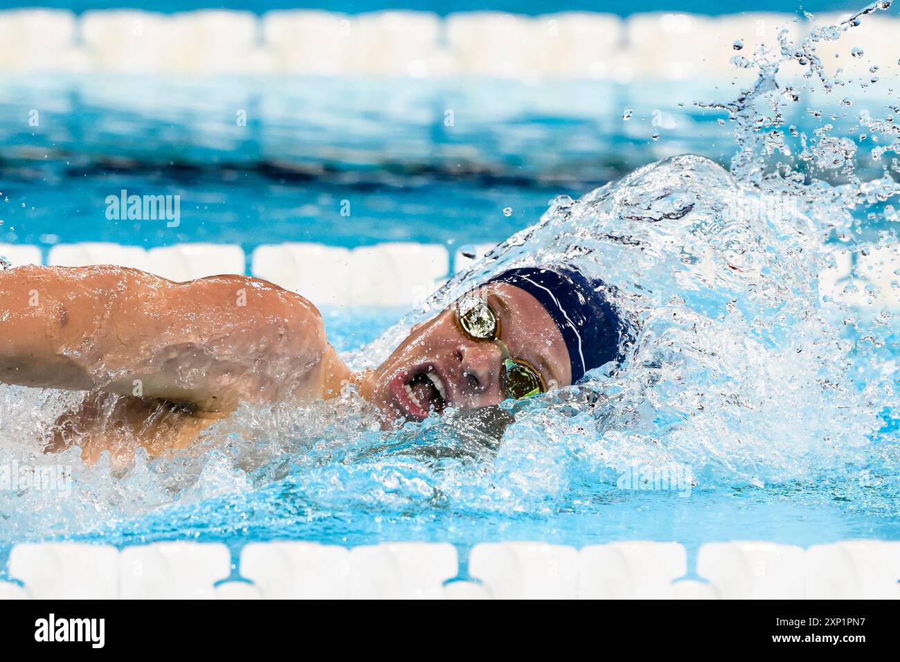 Leon Marchand of France competes in the swimming 200m Individual Medley ...