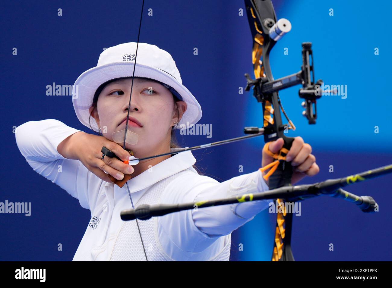 South Korea's Lim Si-hyeon shoots during the Archery individual ...