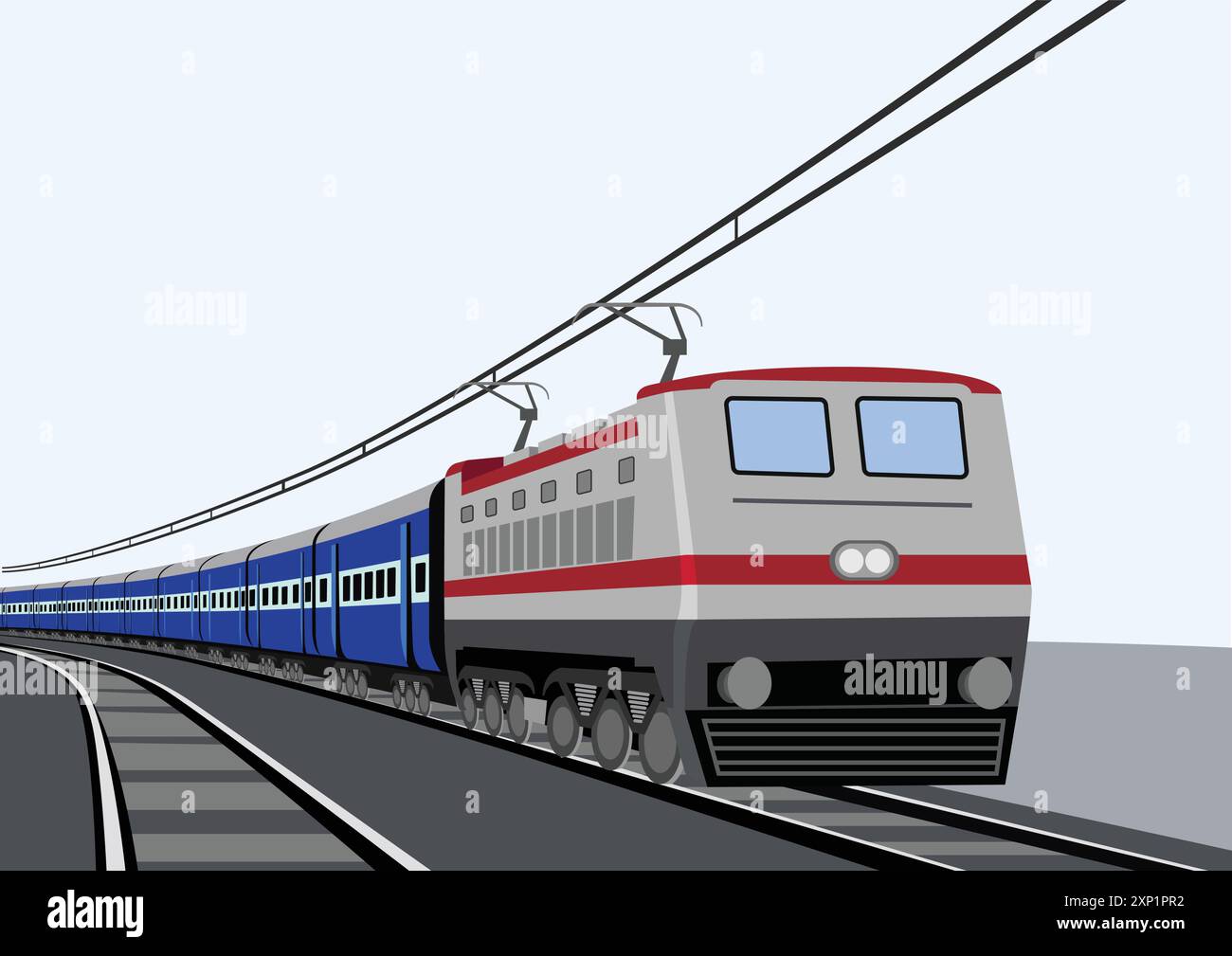 Vector illustration of indian super fast train running on track Stock ...