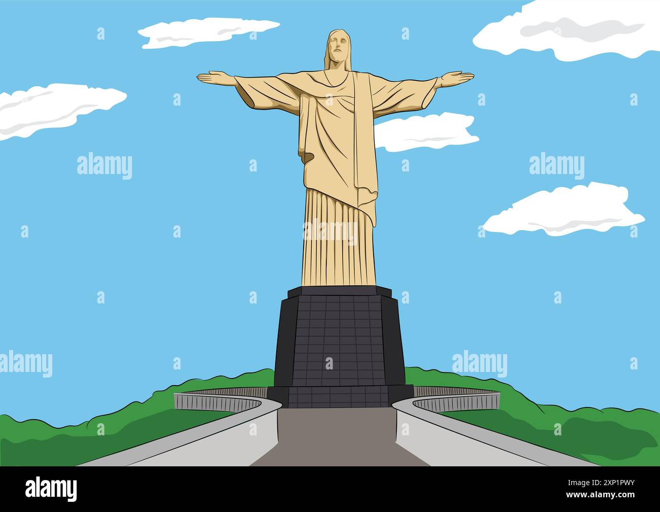 Vector illustration of cjesus statue rio in brazil Stock Vector Image ...