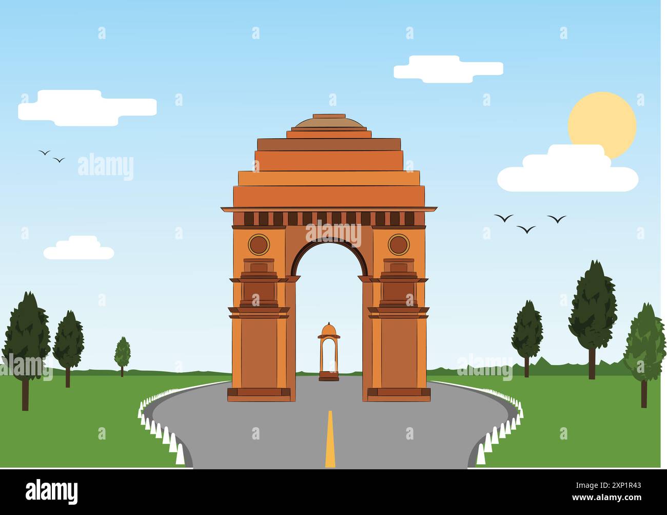 Vector illustration of image of india gate national monument of india ...