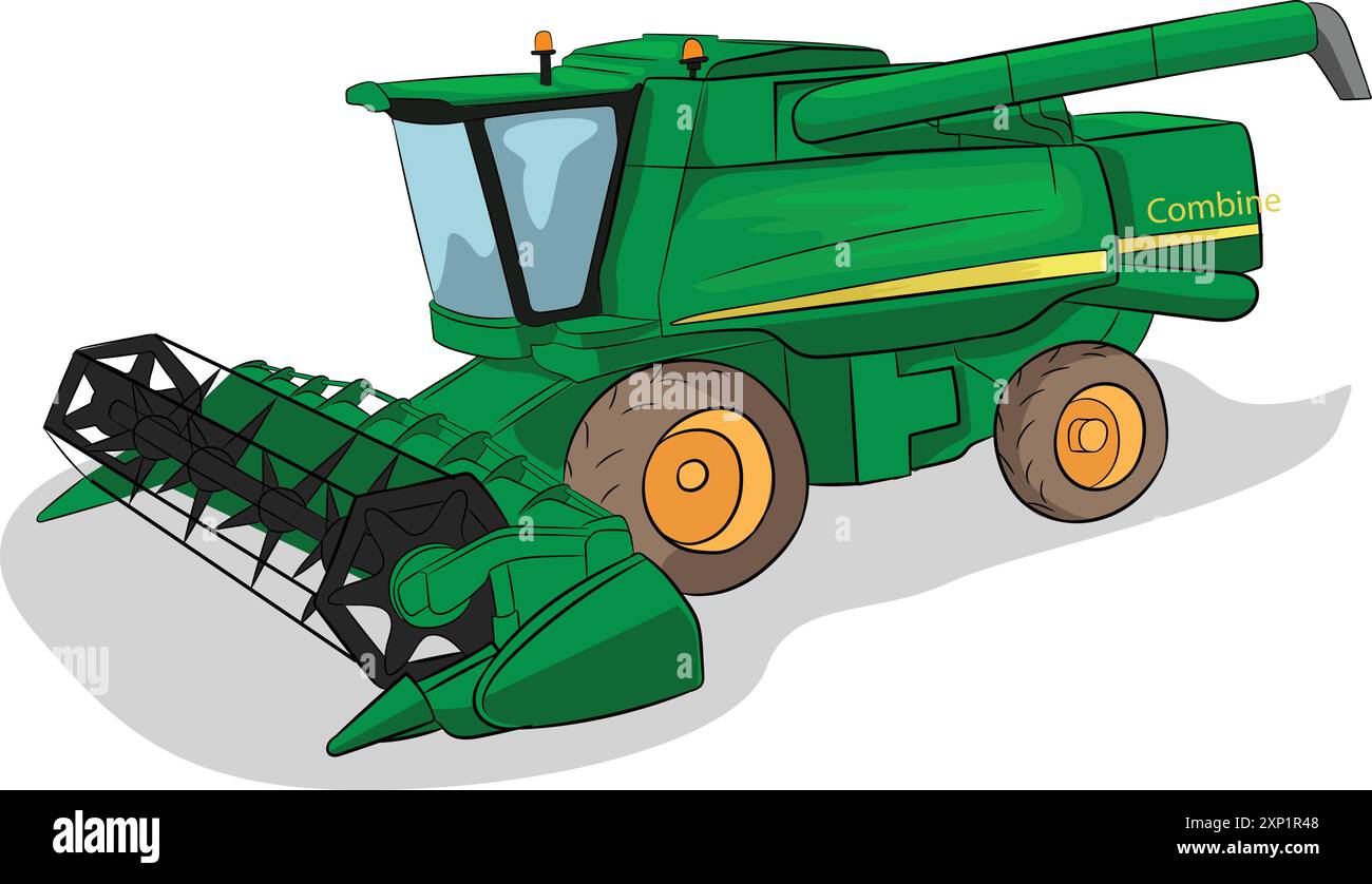 Vector illustration of combine harvester vector Stock Vector Image ...