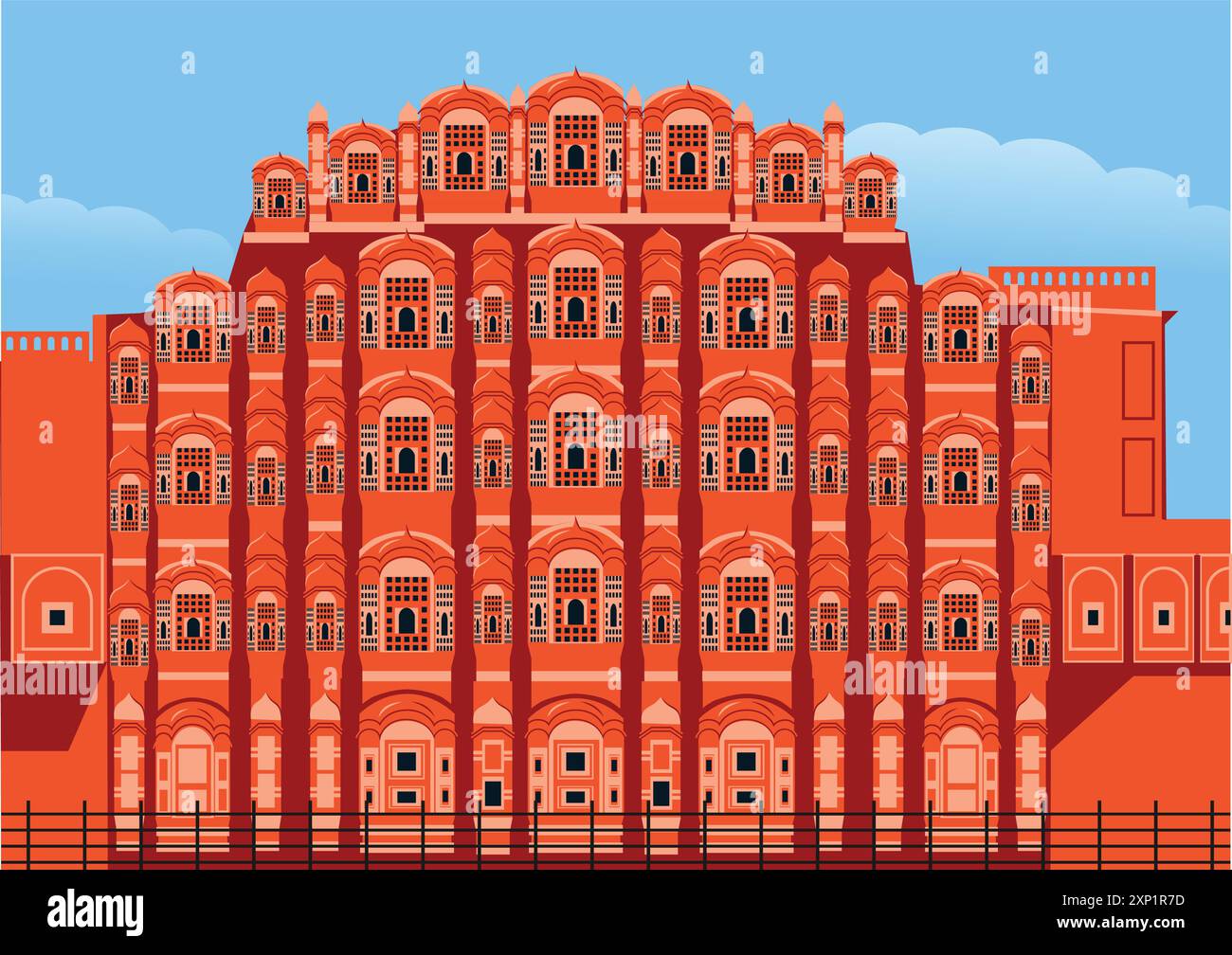 Vector illustration of hawa mahal palace in the city of jaipur, india ...