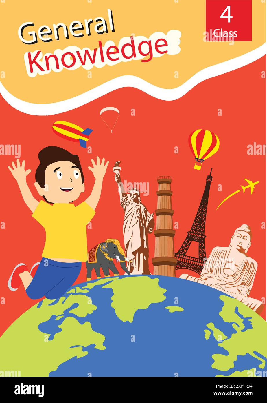 Vector illustration of gk notebook cover design for class 4. image with ...