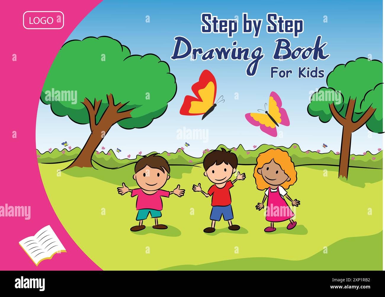 Vector illustration of front page design for drawing book for kids ...