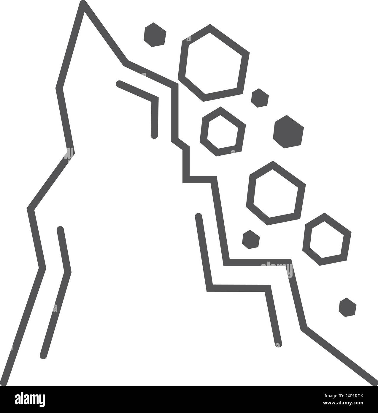 Rockfall line icon. Dangerous mountain disaster symbol Stock Vector ...