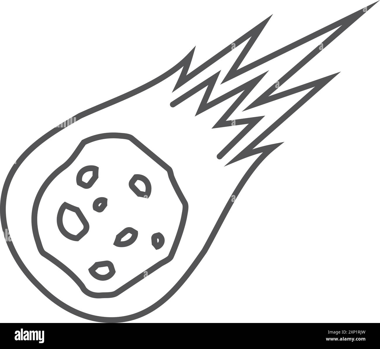 Asteroid fall line icon. Space dangerous comet or meteor Stock Vector ...