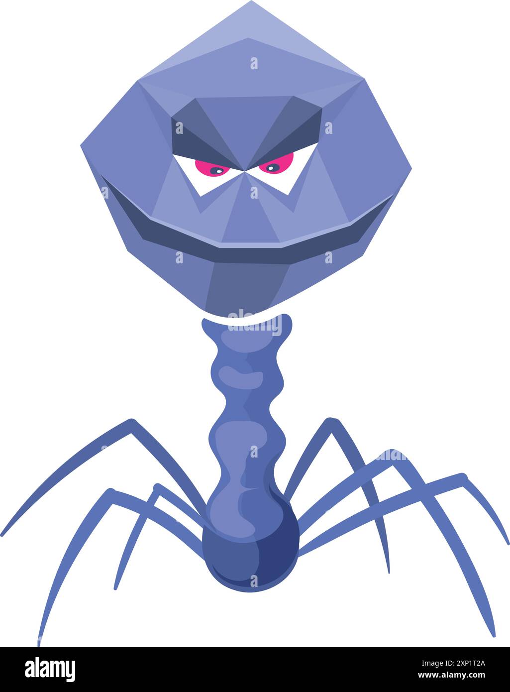 Evil microorganism. Blue angry monster cartoon character Stock Vector ...