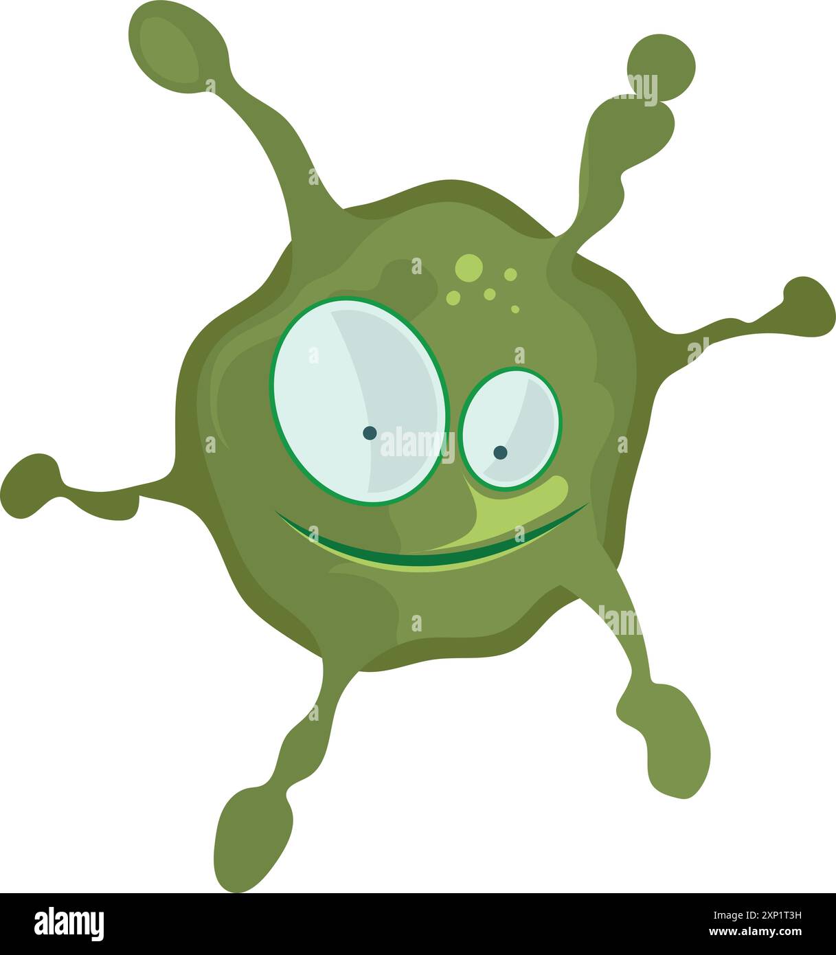 Funny microbe. Cartoon bacteria face. Green germ Stock Vector Image ...