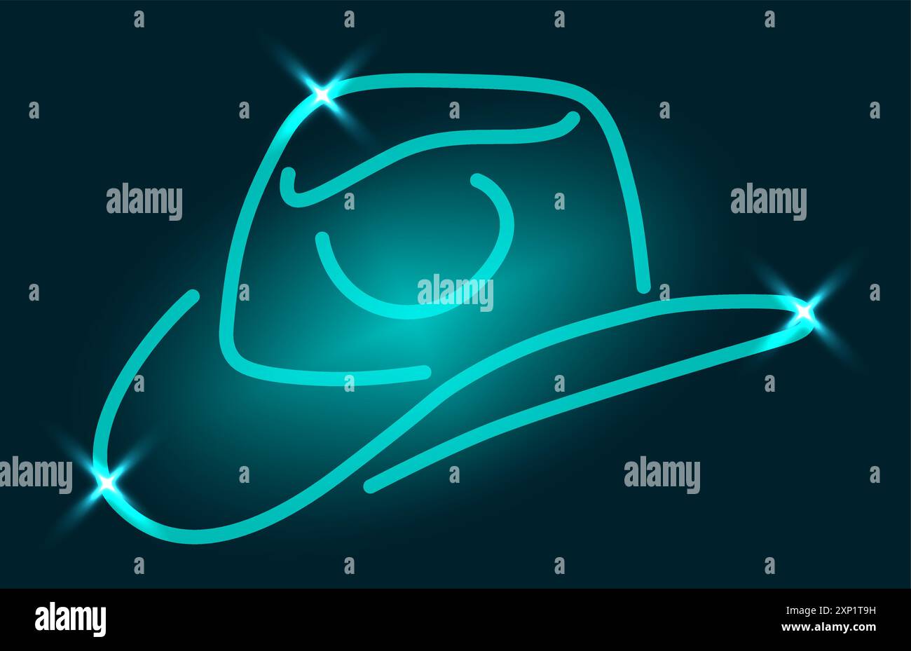 Cowboy hat in blue neon line style. Bar logo Stock Vector Image & Art ...