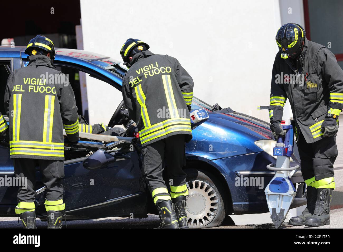 Vicenza, VI, Italy - May 23, 2024: firefighters wearing uniforms with ...