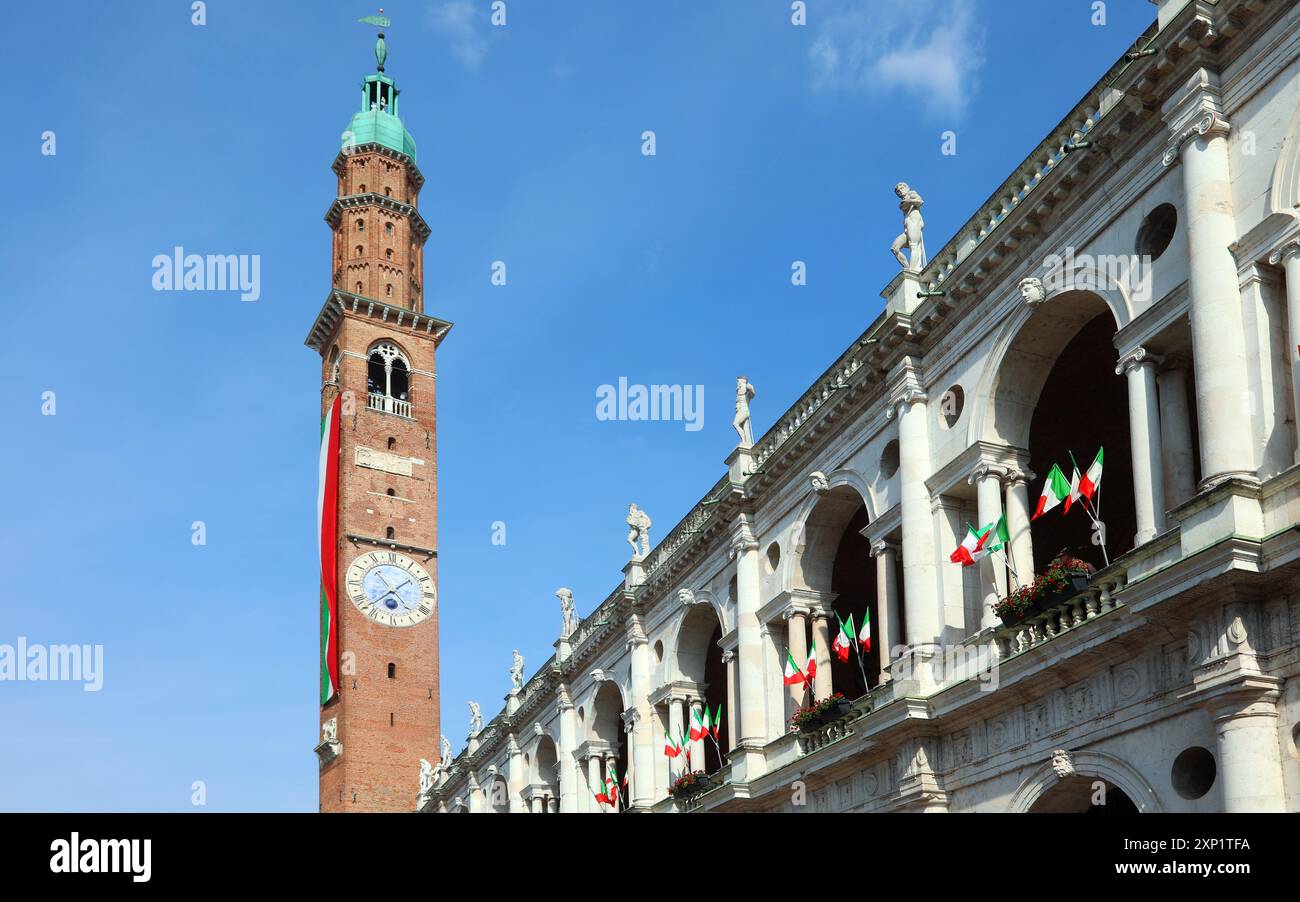 Vicenza, VI, Italy - May 11, 2024: High clock tower with very big ...