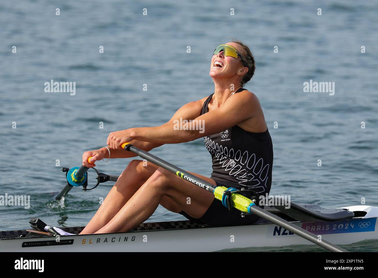 Vaires Sur Marne. 3rd Aug, 2024. Emma Twigg of New Zealand reacts after ...