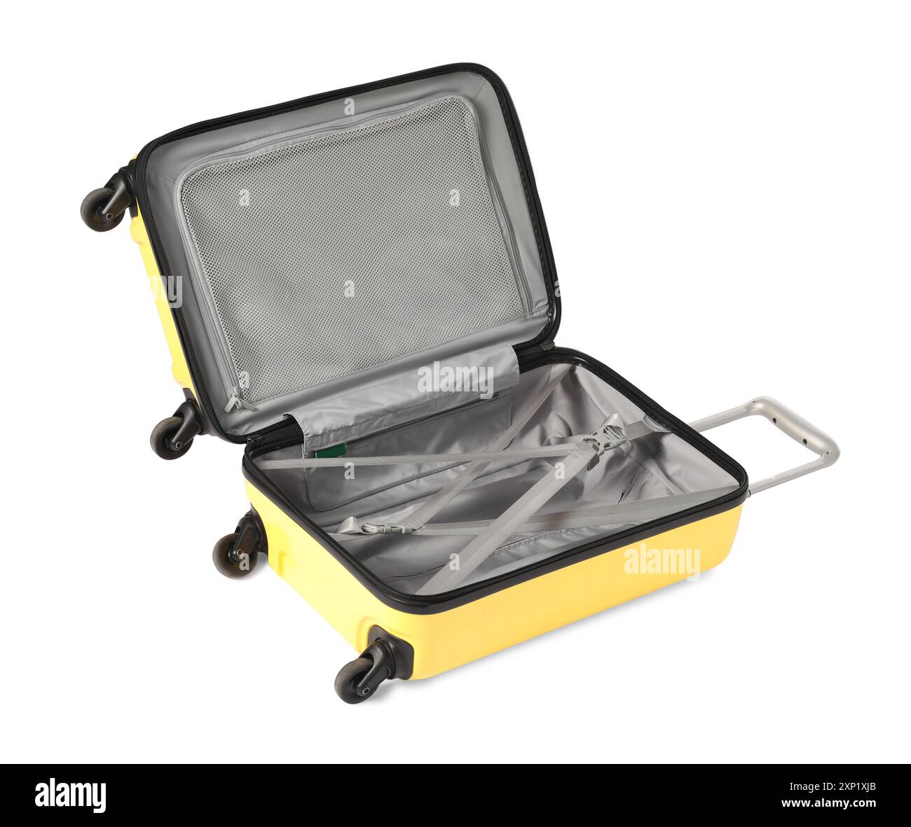 Open empty suitcase for travelling isolated on white Stock Photo - Alamy