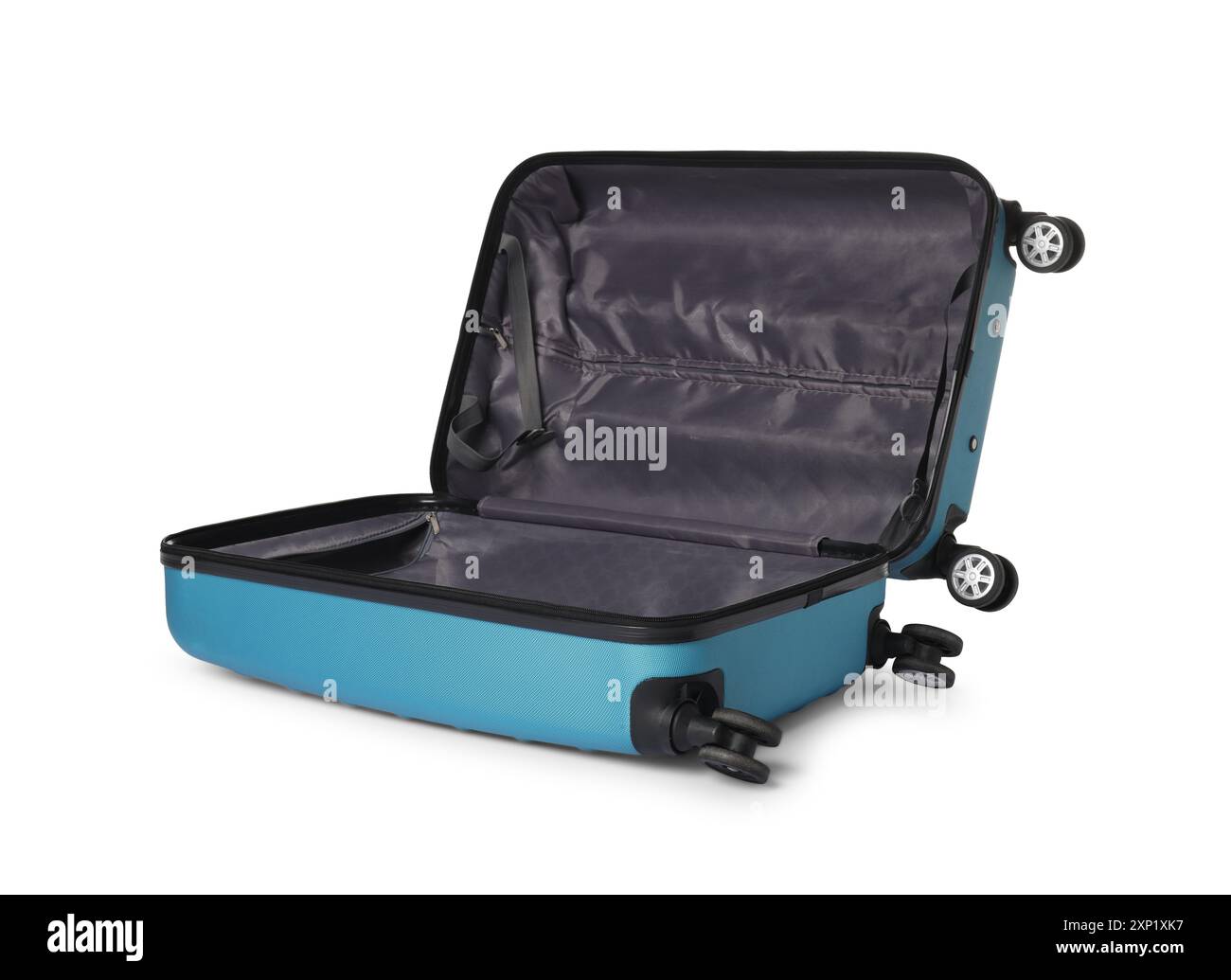 Open empty suitcase for travelling isolated on white Stock Photo - Alamy