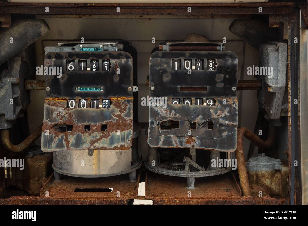 Close-up. The inside of the counter of an old rusty fuel pump Stock ...
