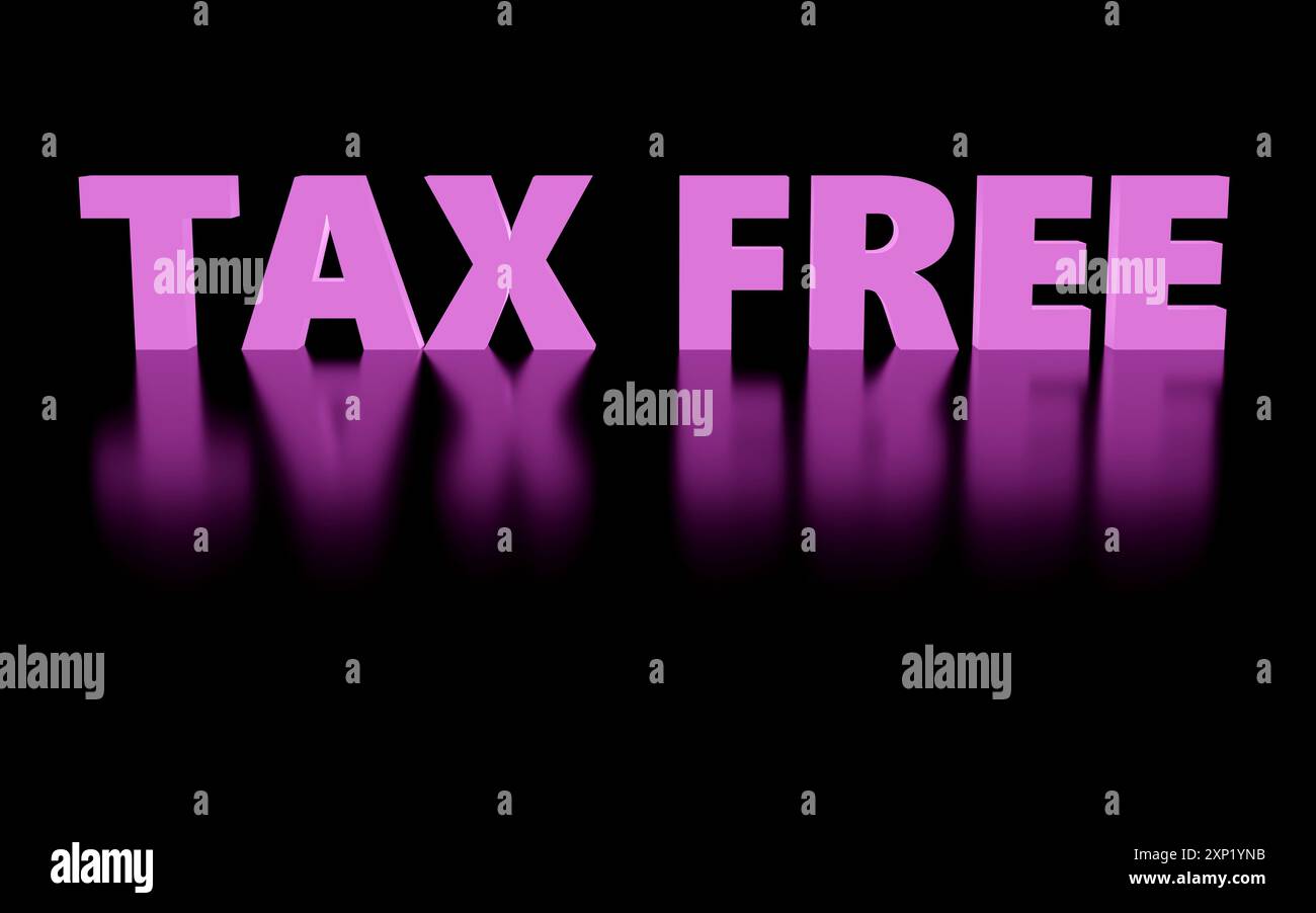 Luxury purple inscription tax free on black podium, soft light, front ...