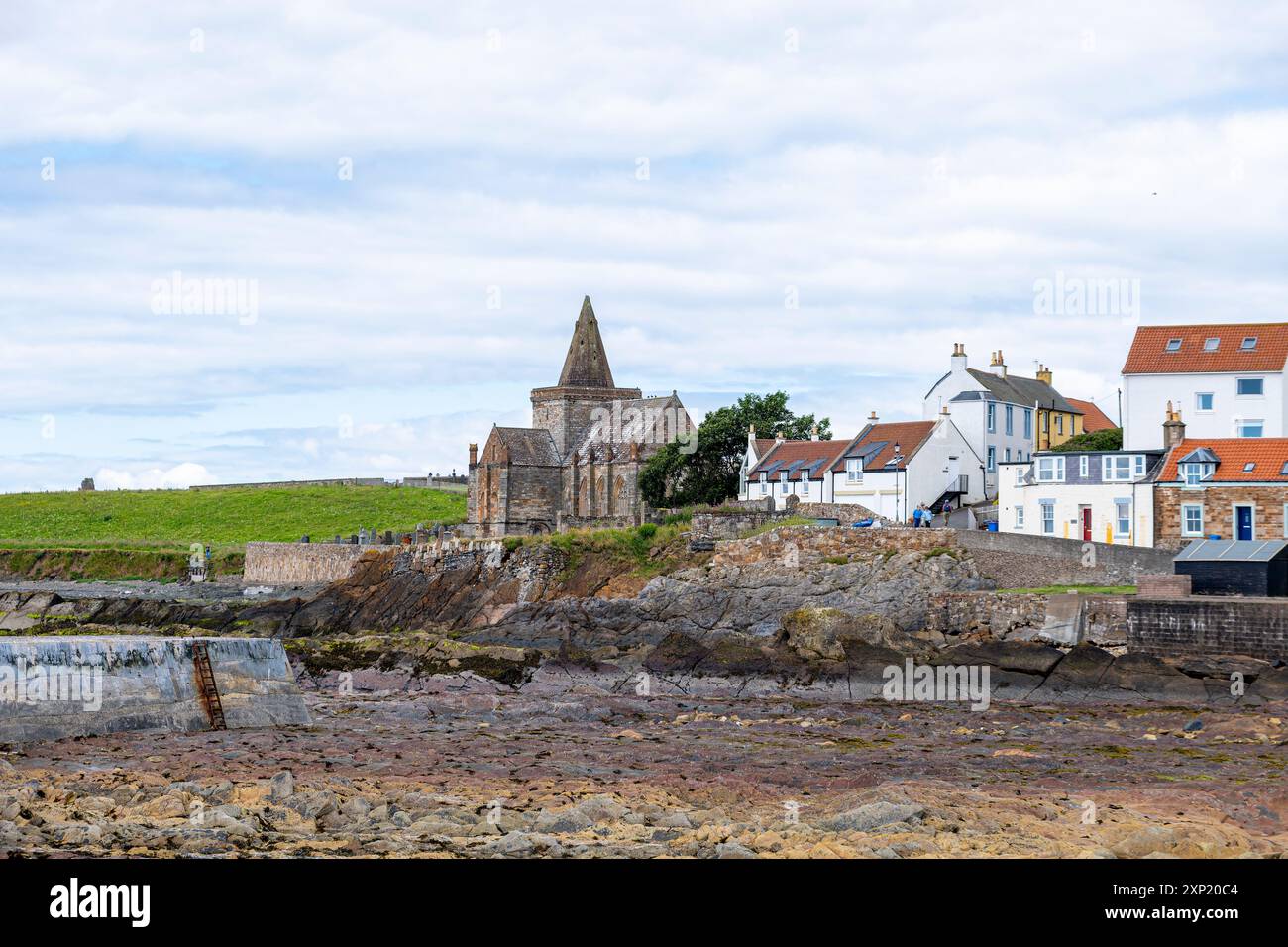 St Monans, Scotland, UK - July 13, 2024: The ancient medieval church of ...