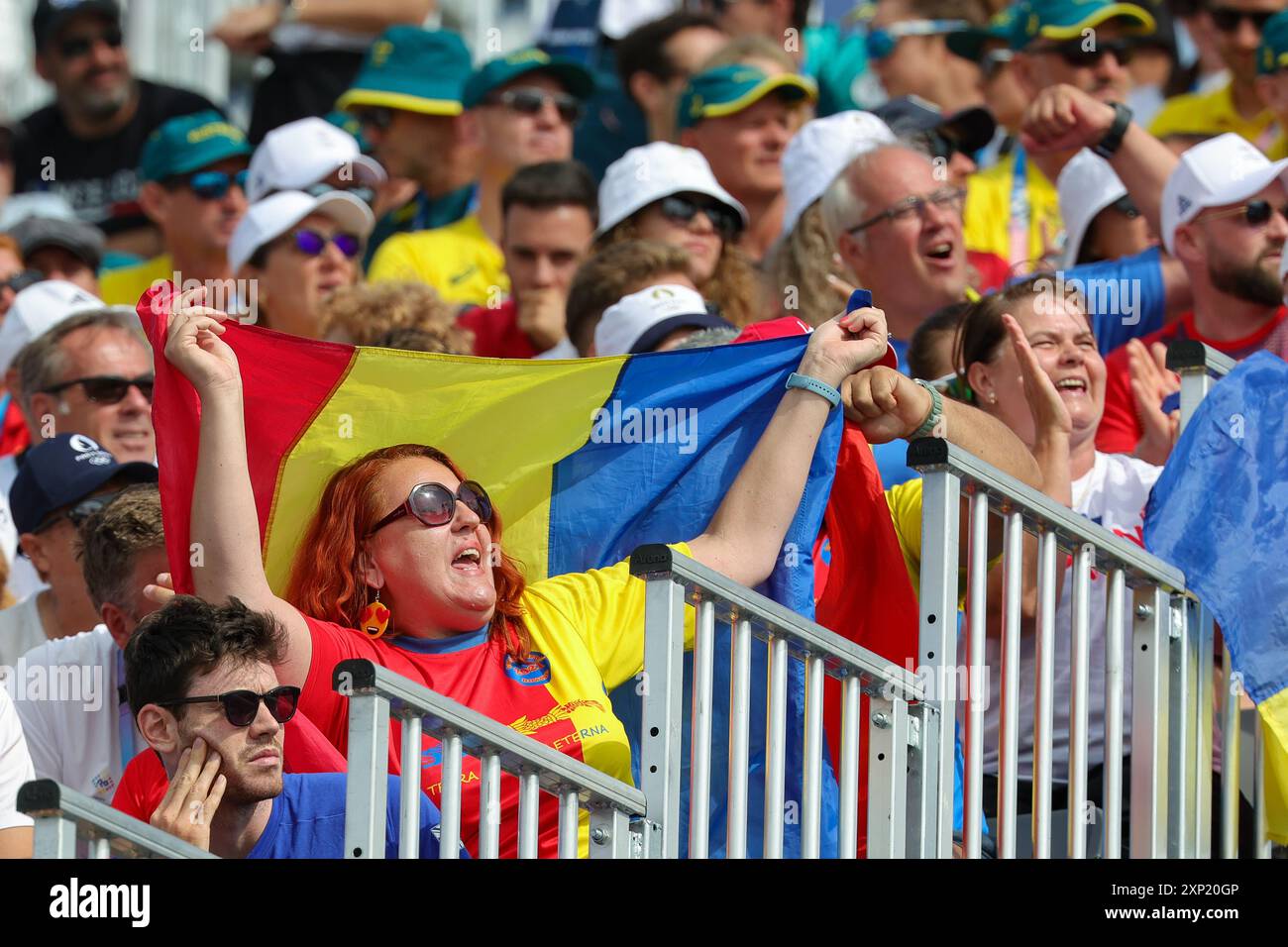 Vaires Sur Marne. 3rd Aug, 2024. Spectators watch the women's eight ...
