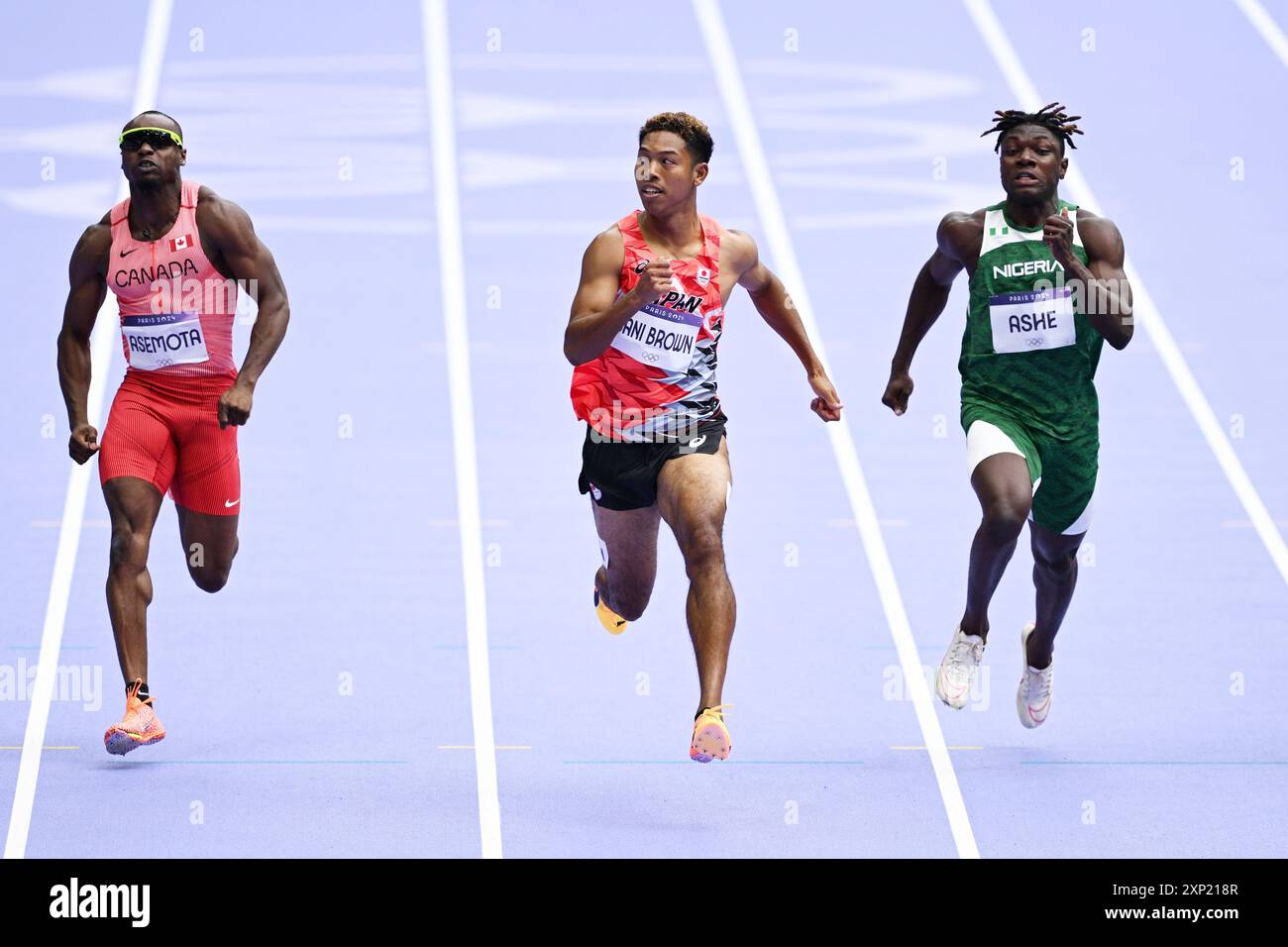 Saint-Denis, France. Credit: MATSUO. 3rd Aug, 2024. (L-R) ASEMOTA Duan (CAN), Abdul Hakim Sani ...
