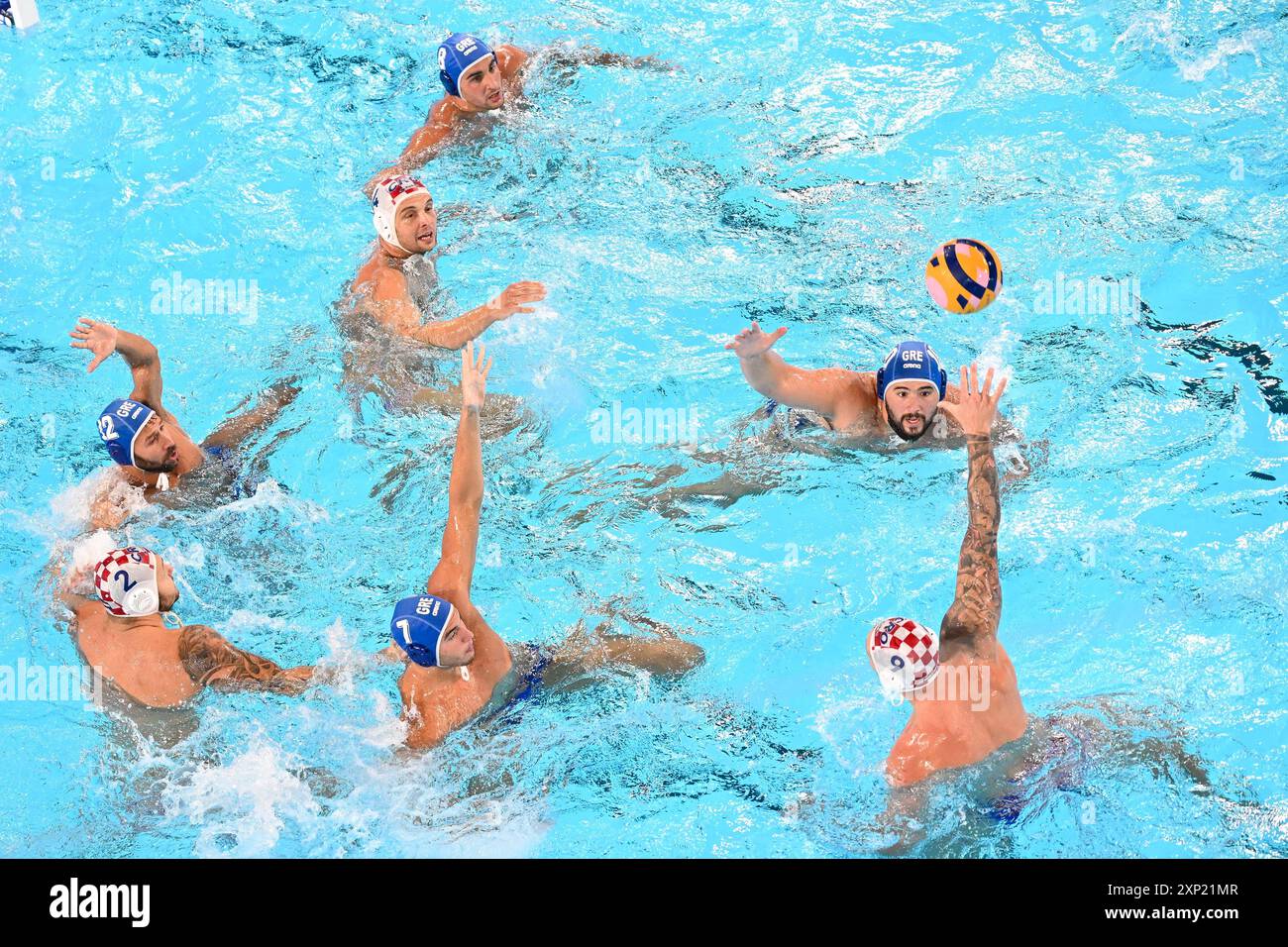Saint Denis. 3rd Aug, 2024. Jerko Marinic Kragic of Croatia (bottom, R ...
