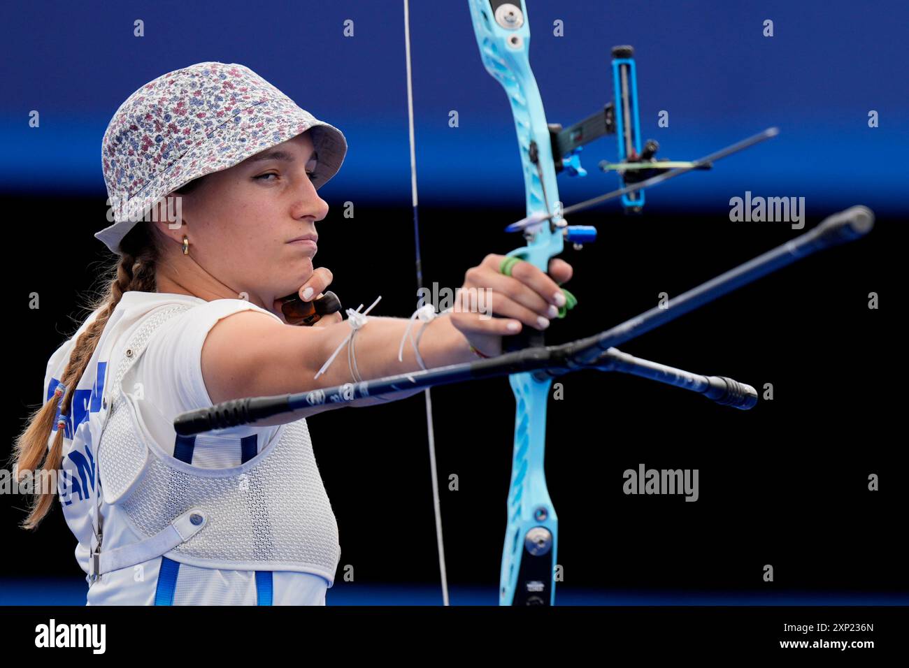 France's Lisa Barbelin shoots in the women's archery individual bronze ...