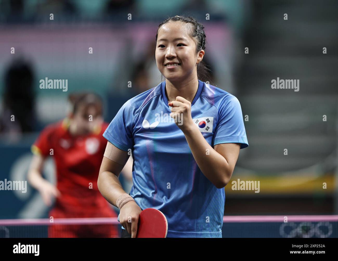 Paris, France. 3rd Aug, 2024. Shin Yubin of South Korea reacts during ...