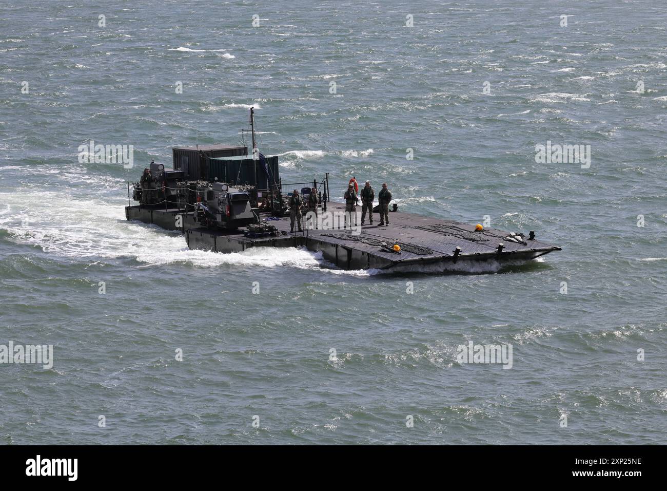 A Mexeflote landing raft operated by the British Army Royal Logistics ...